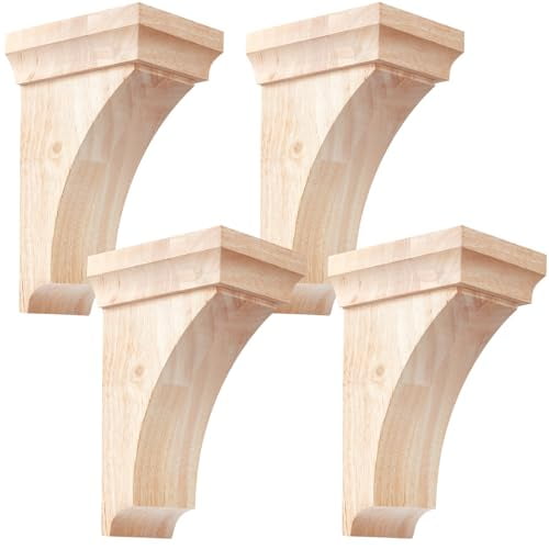 4 Pcs 3 1/2" W x 3 3/4" D x 6" H Traditional Wood Corbels Wooden Shelf ...