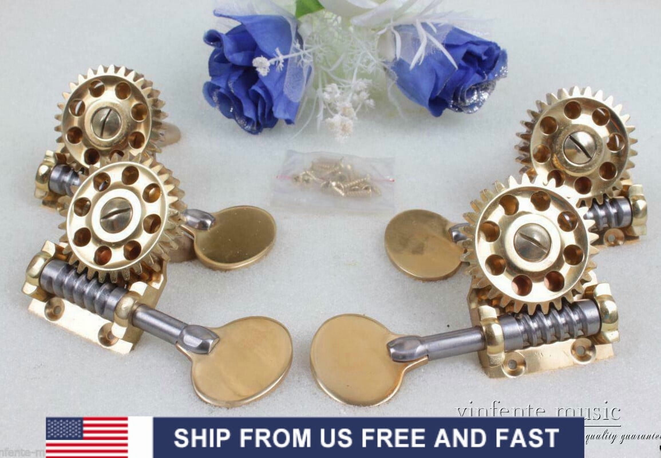 4 Pcs 3/4 4/4 Double Bass Parts Top grade Big wheel bass Peg Brass ...