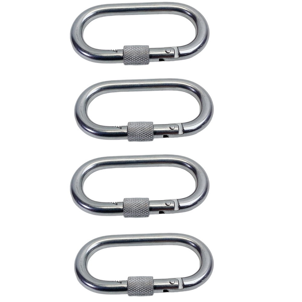 4 Pcs 3/8" Carabiner Clip Spring Snap Hook Oval Shape W/ Lock Nut ...