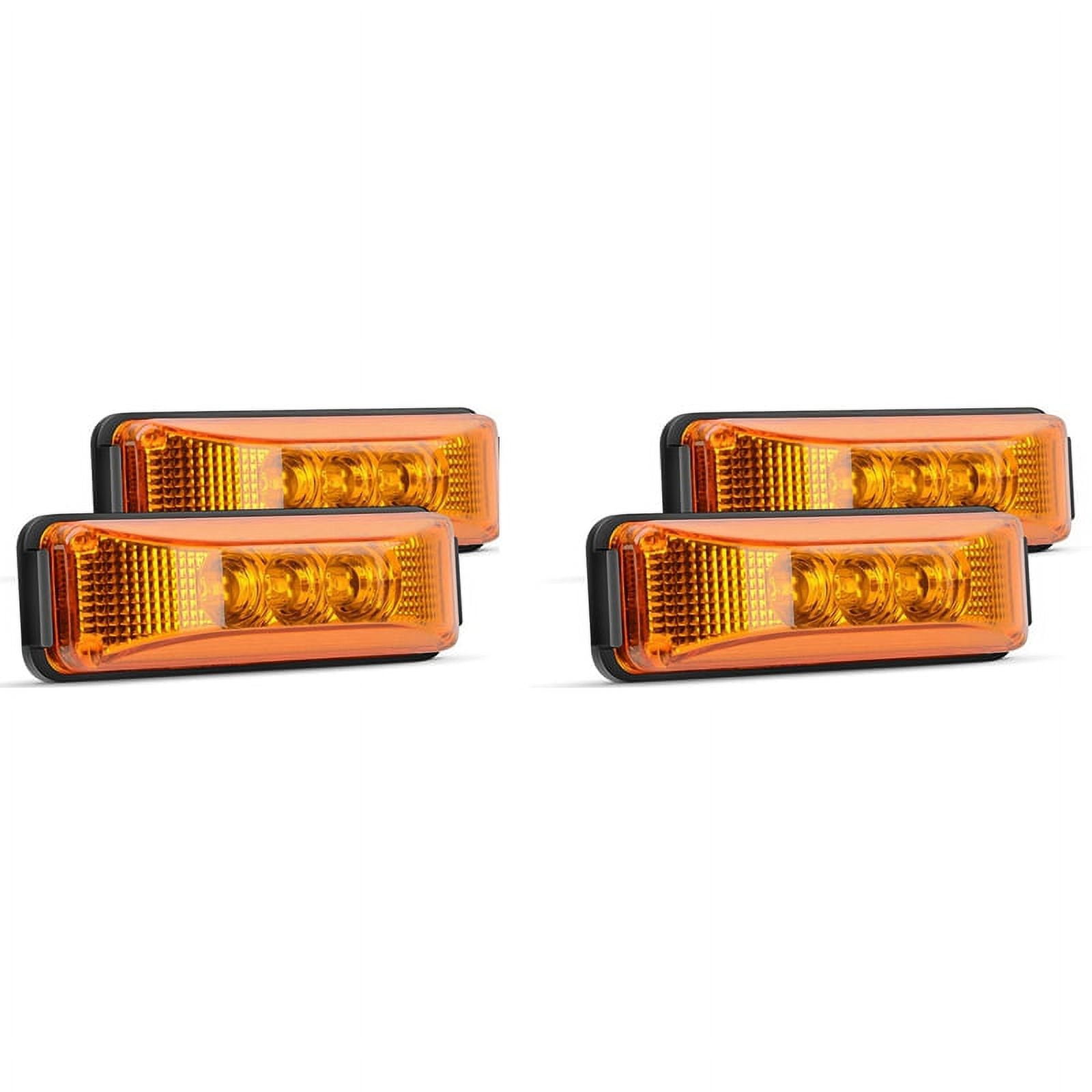 4 Pcs 3.9 Inch 3 LEDs Truck Trailer Front Rear LED Side Marker Light ...