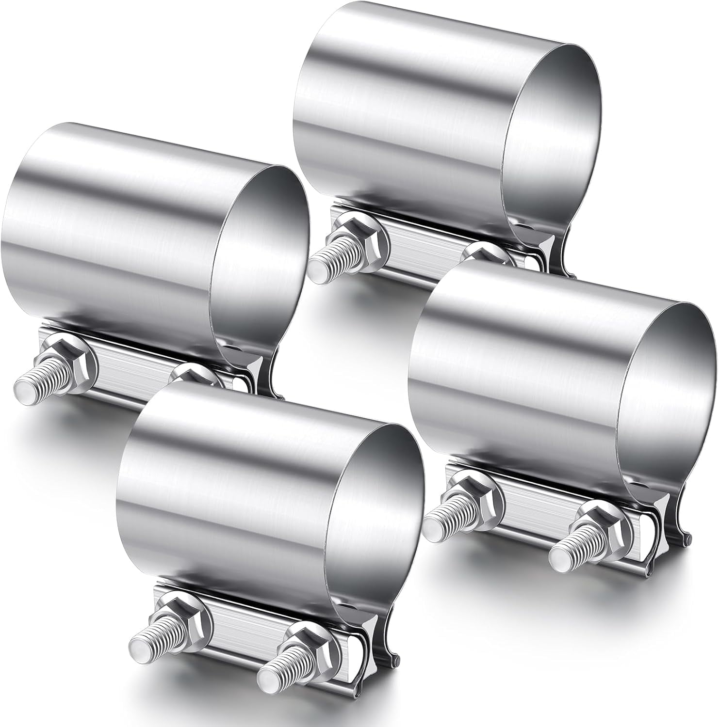 4 Pcs 3 Inch Exhaust Clamp Stainless Steel Pipe Muffler Butt Joint Band ...