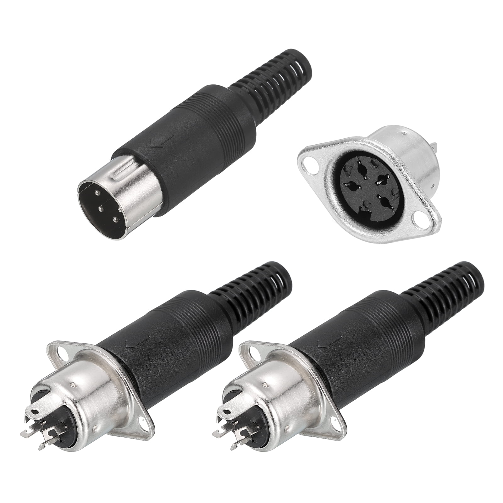 6 Pcs 4-Pin DIN Male Plug Connector+Female Adapter Recessed Socket ...