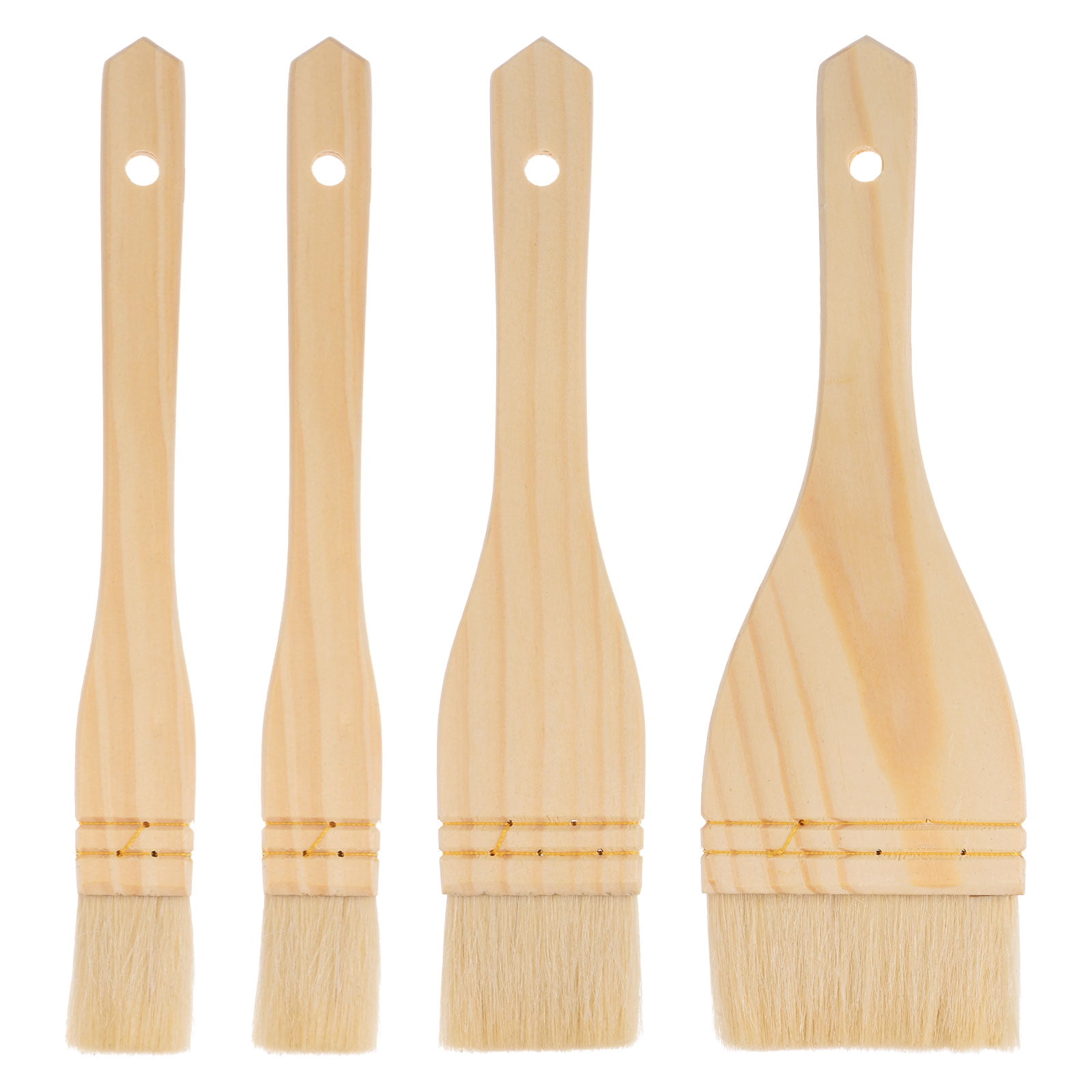 4 Pcs 3 Size Flat-Hake Brushes, Artist Painting Brushes Paint Brush Sheep Hair Brushes Set for ...