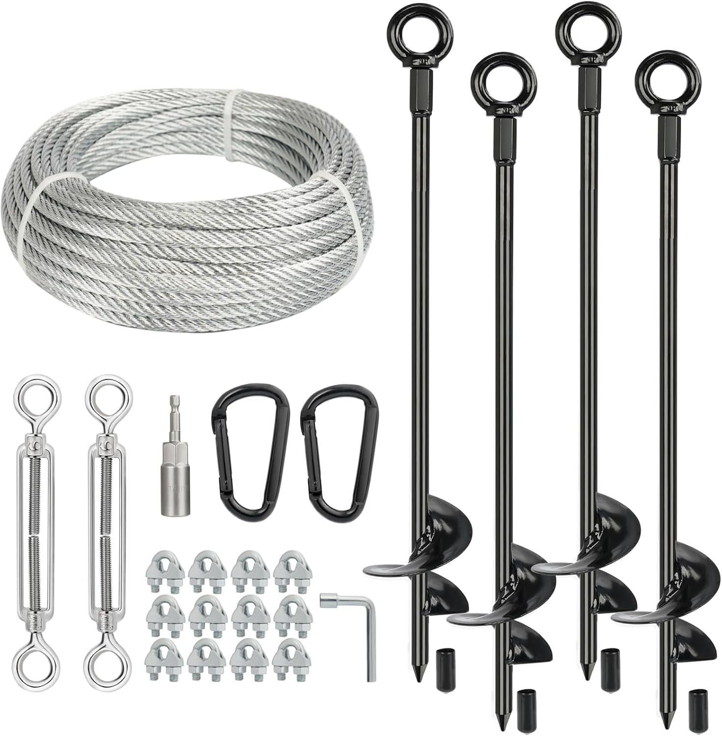 4 Pcs 30" Long Ground Anchors Shed Anchors Kit with 3/16" Galvanized ...