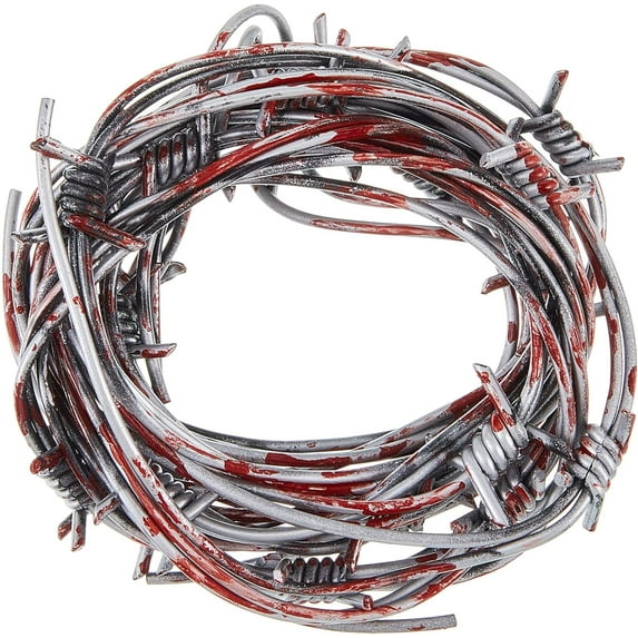 4 Pcs 32.8 Foot Fake Rusted Barbed Wire Decoration Halloween Plastic ...