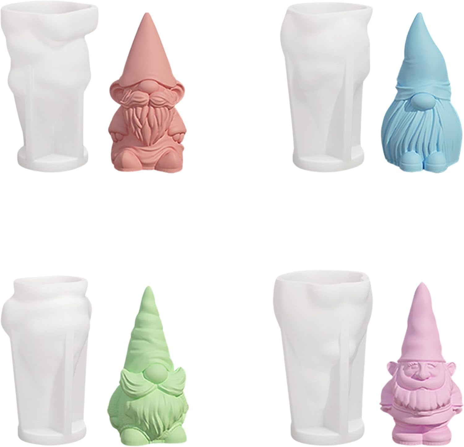 4 Pcs 3D Silicone Molds, Santa Claus Silicone Candle Molds, Christmas ...