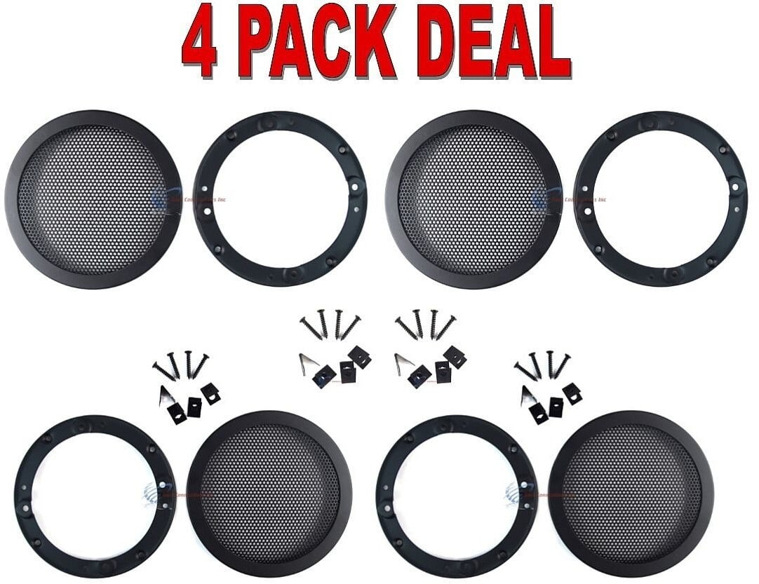 4 Pcs 4.5" Inch Car Speaker Woofer Steel Mesh Grill with Speed Clips ...