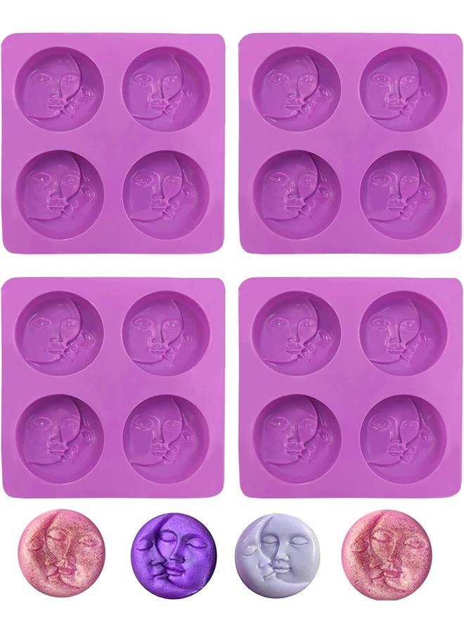 4 Pcs 4 Cavity Sun & Moon Face Soap Molds,Sun & Moon Silicone Soap ...