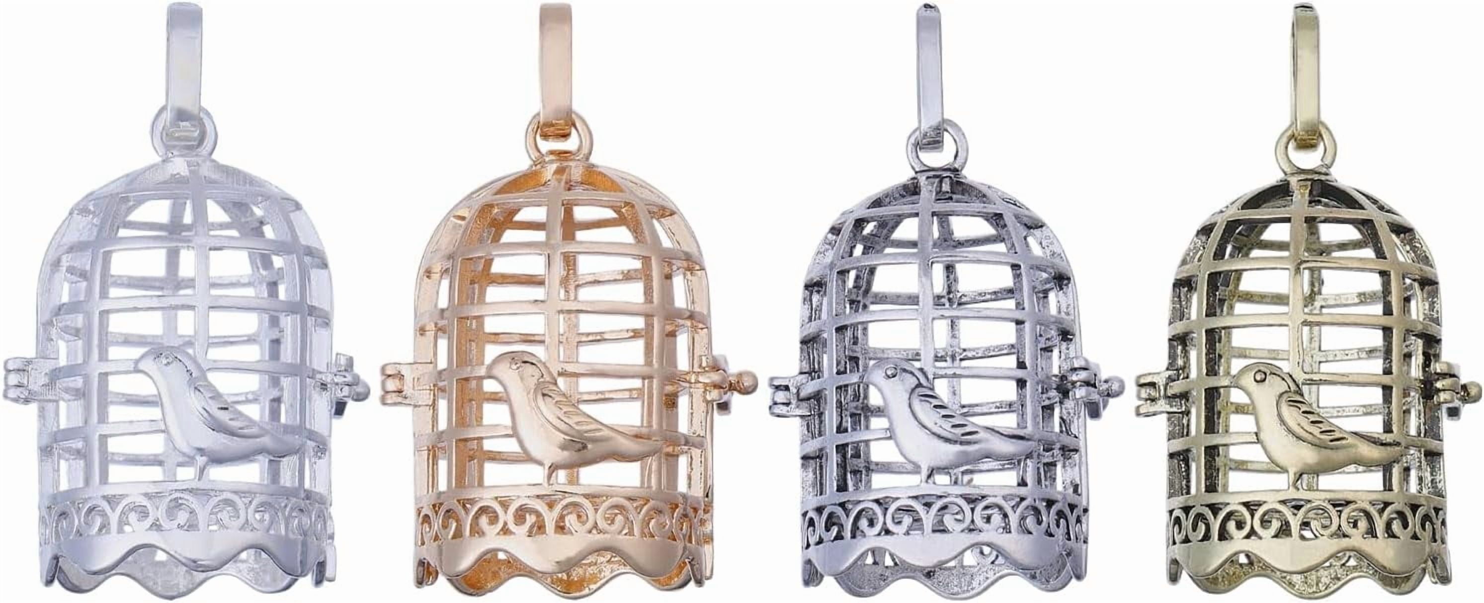 4 Pcs 4 Colors Bird Cage Pendant Alloy Bird Cage Charms Bird Cage ...