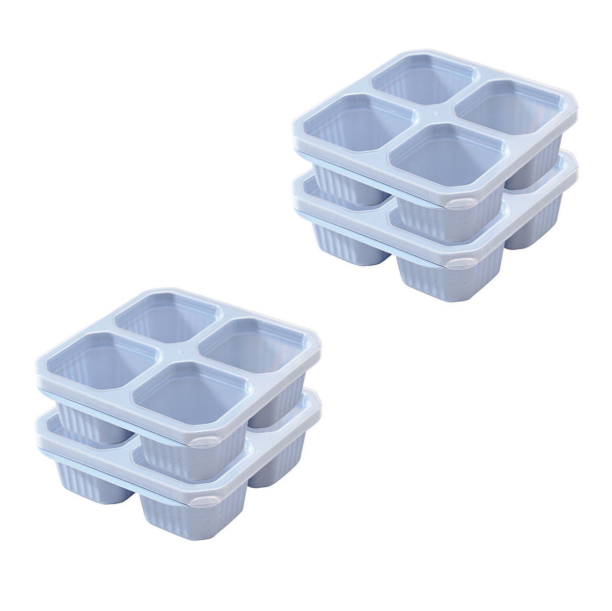 4 Pcs 4 Divided Compartments Snack Containers Bento Wheat Straw Snack ...