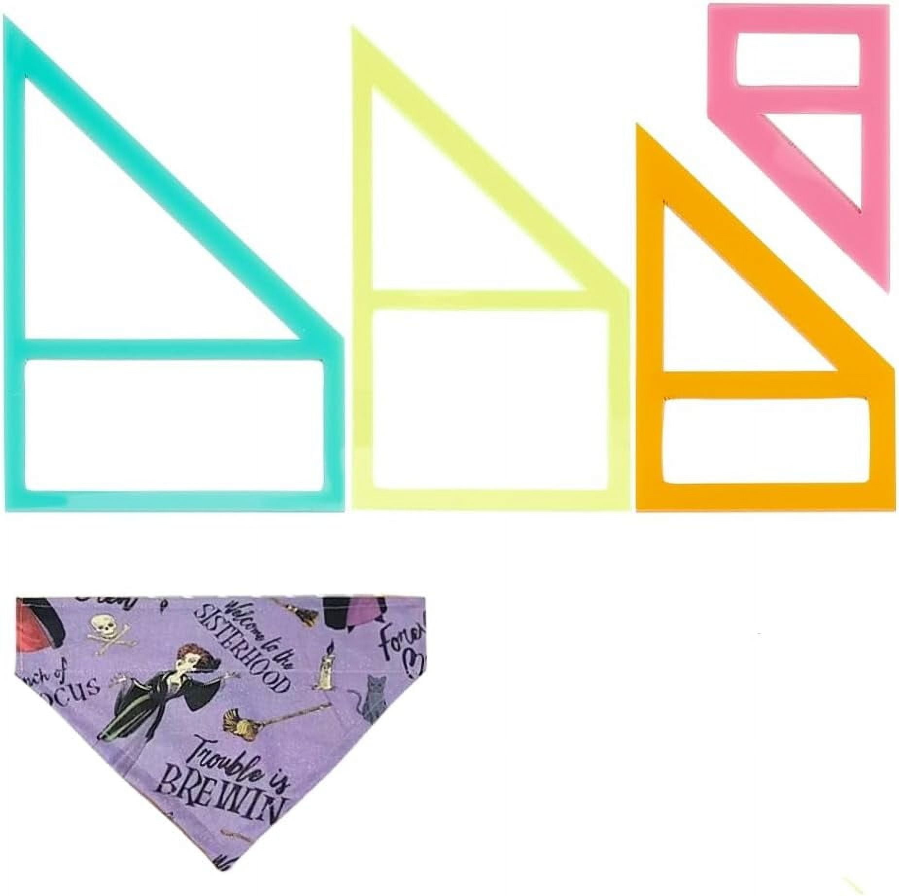 4 Pcs 4 Size Dog Bandana Sewing Template Set Reversible Small Trapezoid ...