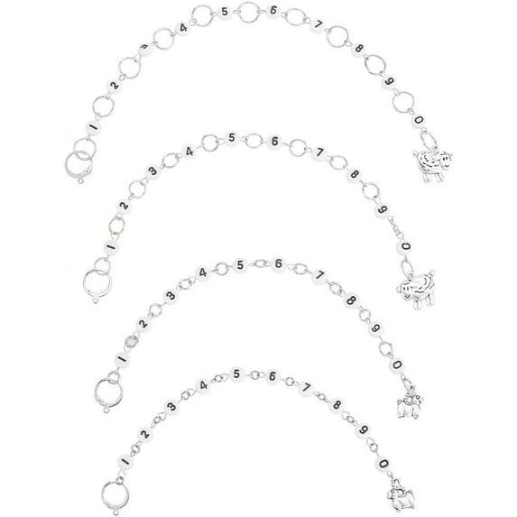 4 Pcs 4 Style Row Counter Chains Set Alloy Sheep Charm Chain Row ...