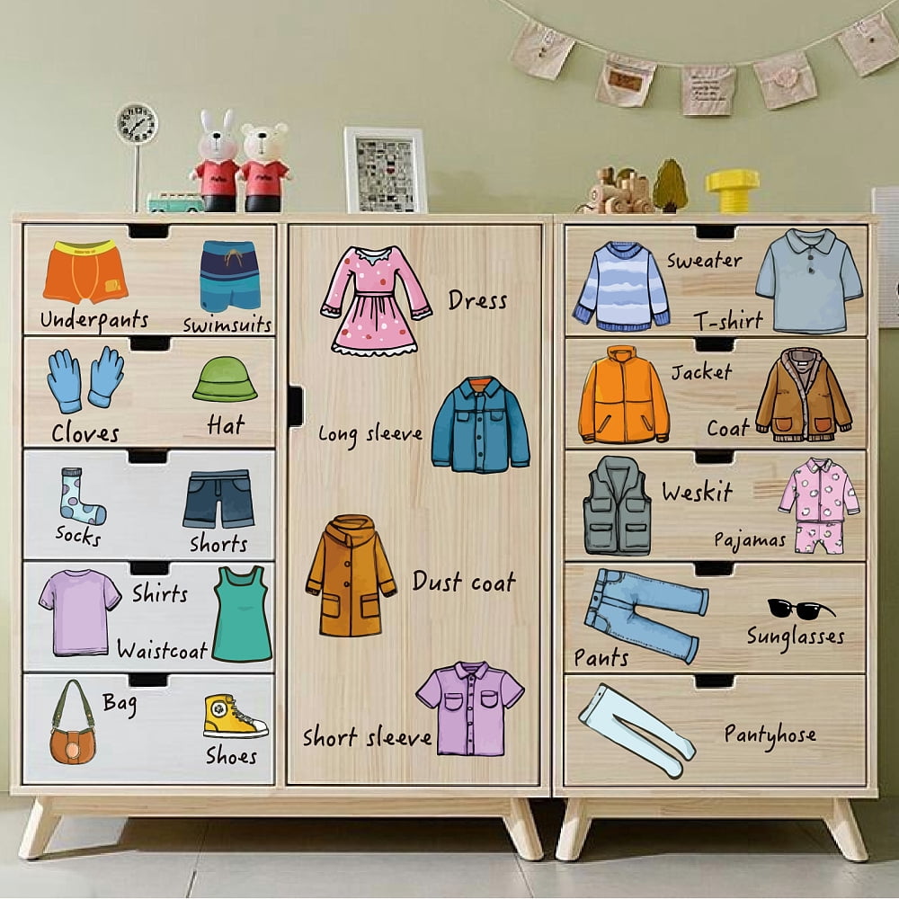 4 Pcs 4 Styles Dresser Clothing Decals Wardrobe Stickers - Walmart.com