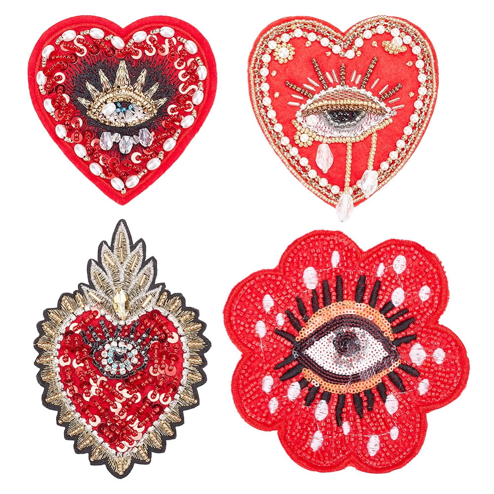 4 Pcs 4 Styles Evil Eye Patches Sewing on Beading Patches Felt ...