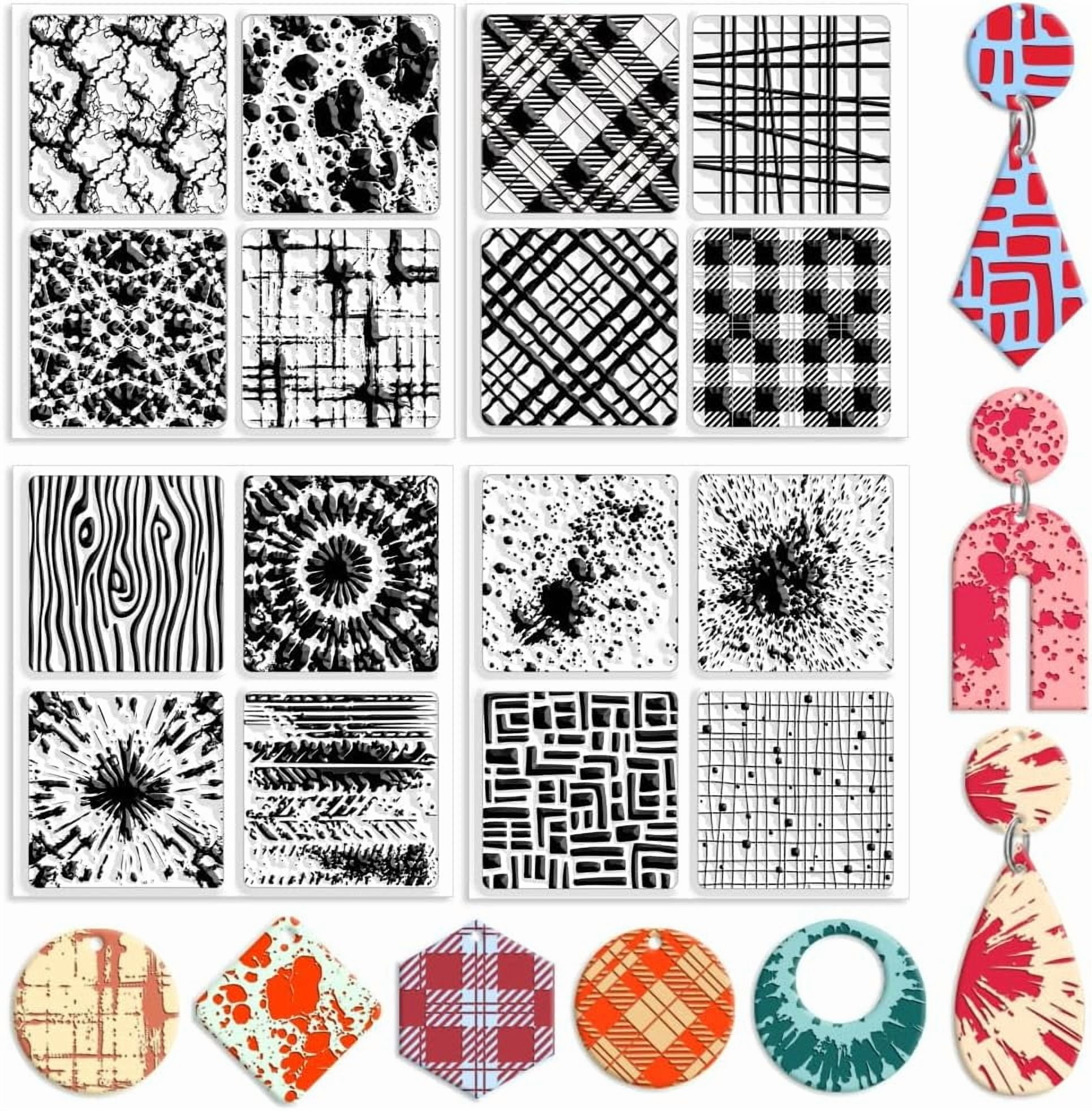 4 Pcs 4 Styles Wood Print Polymer Clay Texture Sheets Marble Silicone ...