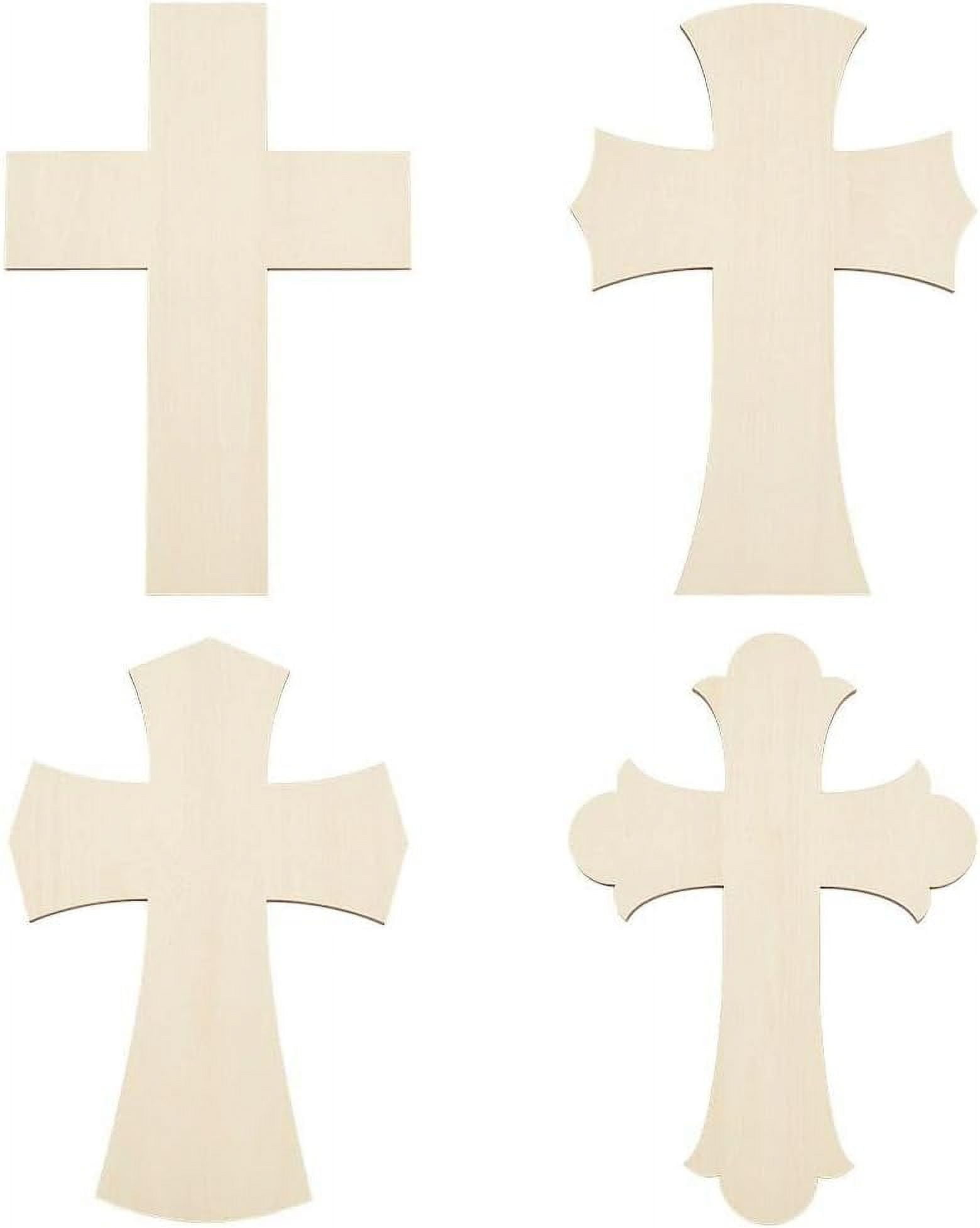 4 Pcs 4 Styles Wooden Mosaic Base 9.8x6.6x0.2 inch Cross Shapes Mosaic ...