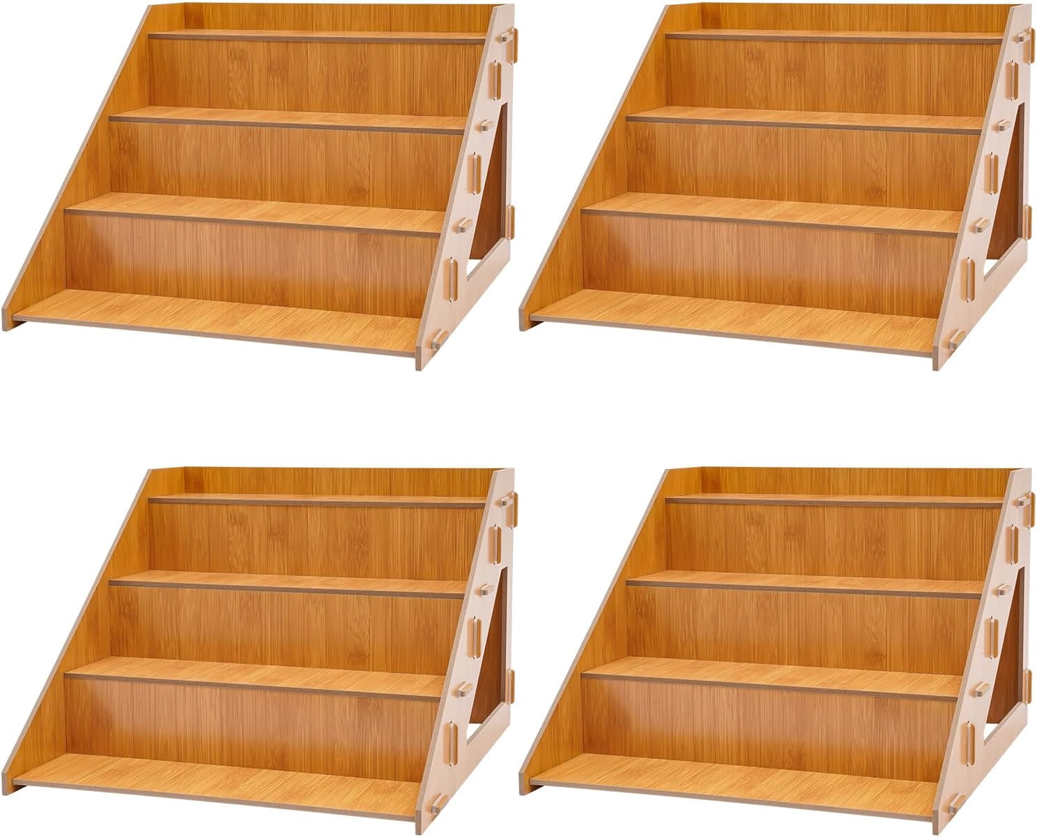 4 Pcs 4-Tier Retail Display Rack, Rustic Retail Display Stands, for ...