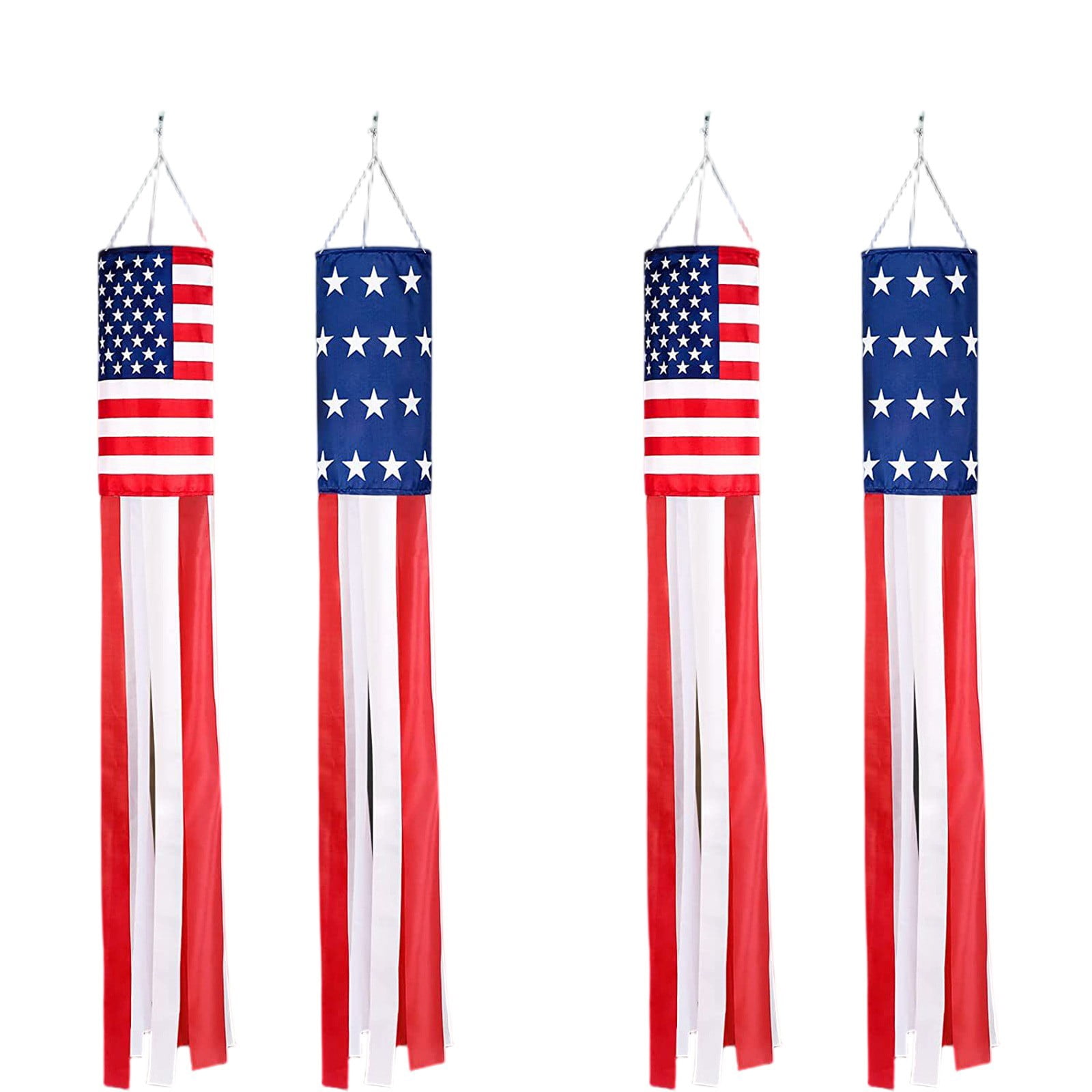4 Pcs 40" American USA Flag Windsocks with LED Light,4th of July ...