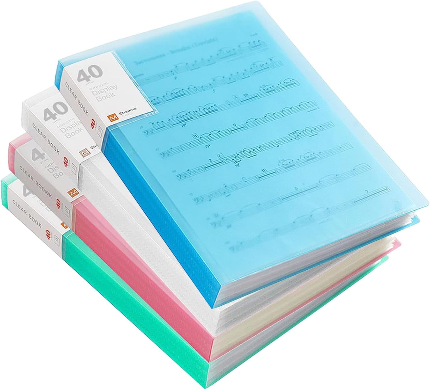 4 Pcs 40 Pockets Presentation Display Book Folder with Clear Sheet ...