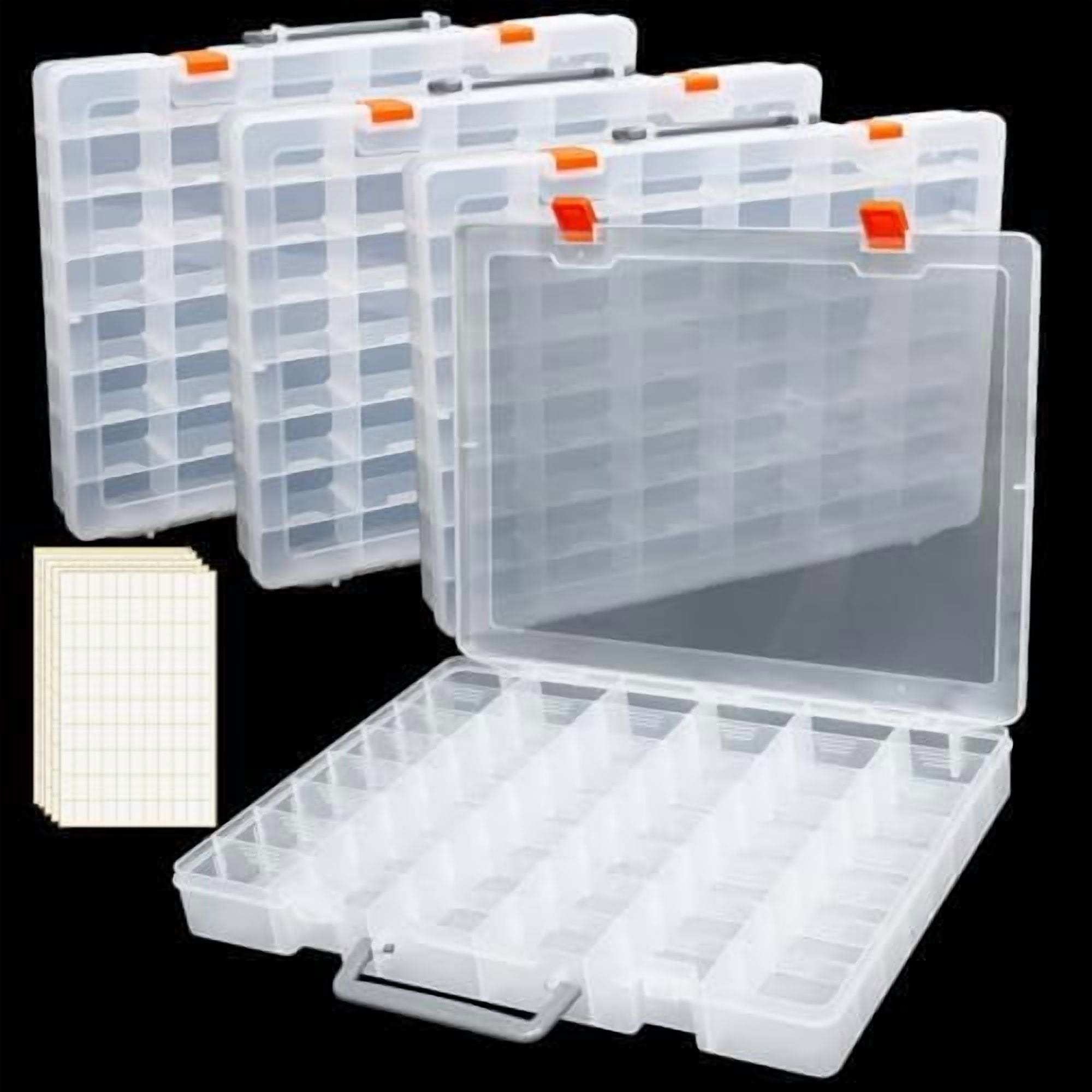 4 Pcs 48 Grids Plastic Toy Storage Case with Dividers for Mini ...