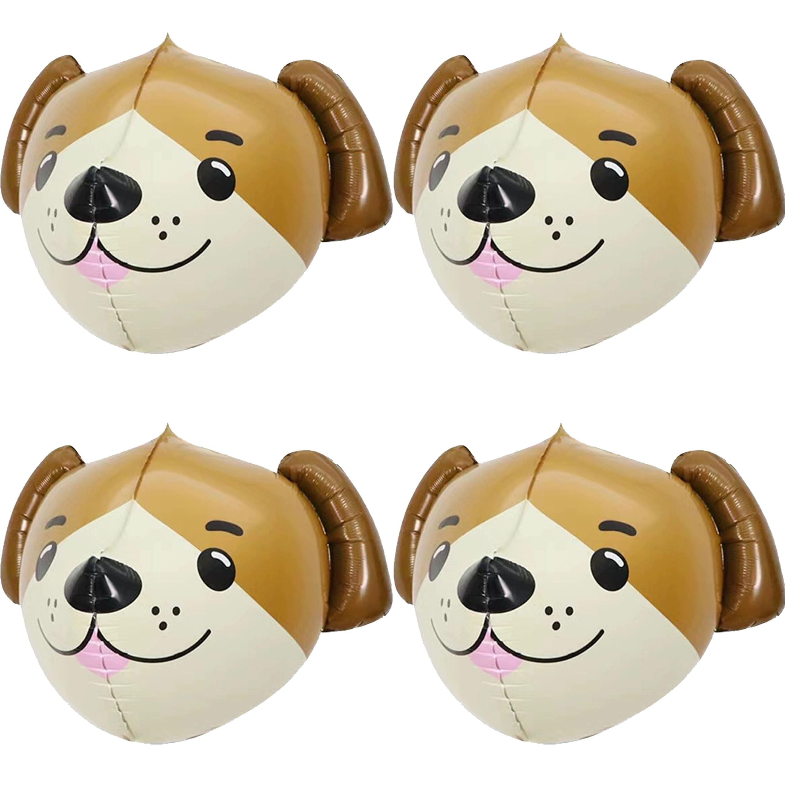4 Pcs 4D Dog Balloons Foil BSL1 Helium Balloons Dog Head Shaped Animal Balloons for Jungle ...