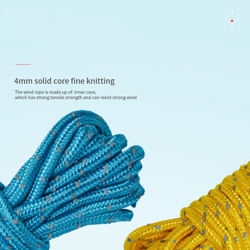 4 Pcs 4M Guy Rope Reflective Cord Lines With Runners Tent Camping Guide ...