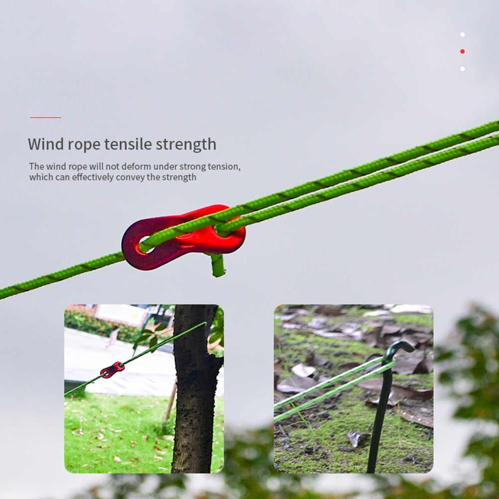 4 Pcs 4M Guy Rope Reflective Cord Lines With Runners Tent Camping Guide ...