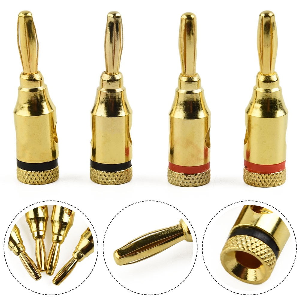 4 Pcs 4mm Banana Plugs Gold Plated Musical Audio Speaker Cable Wire ...