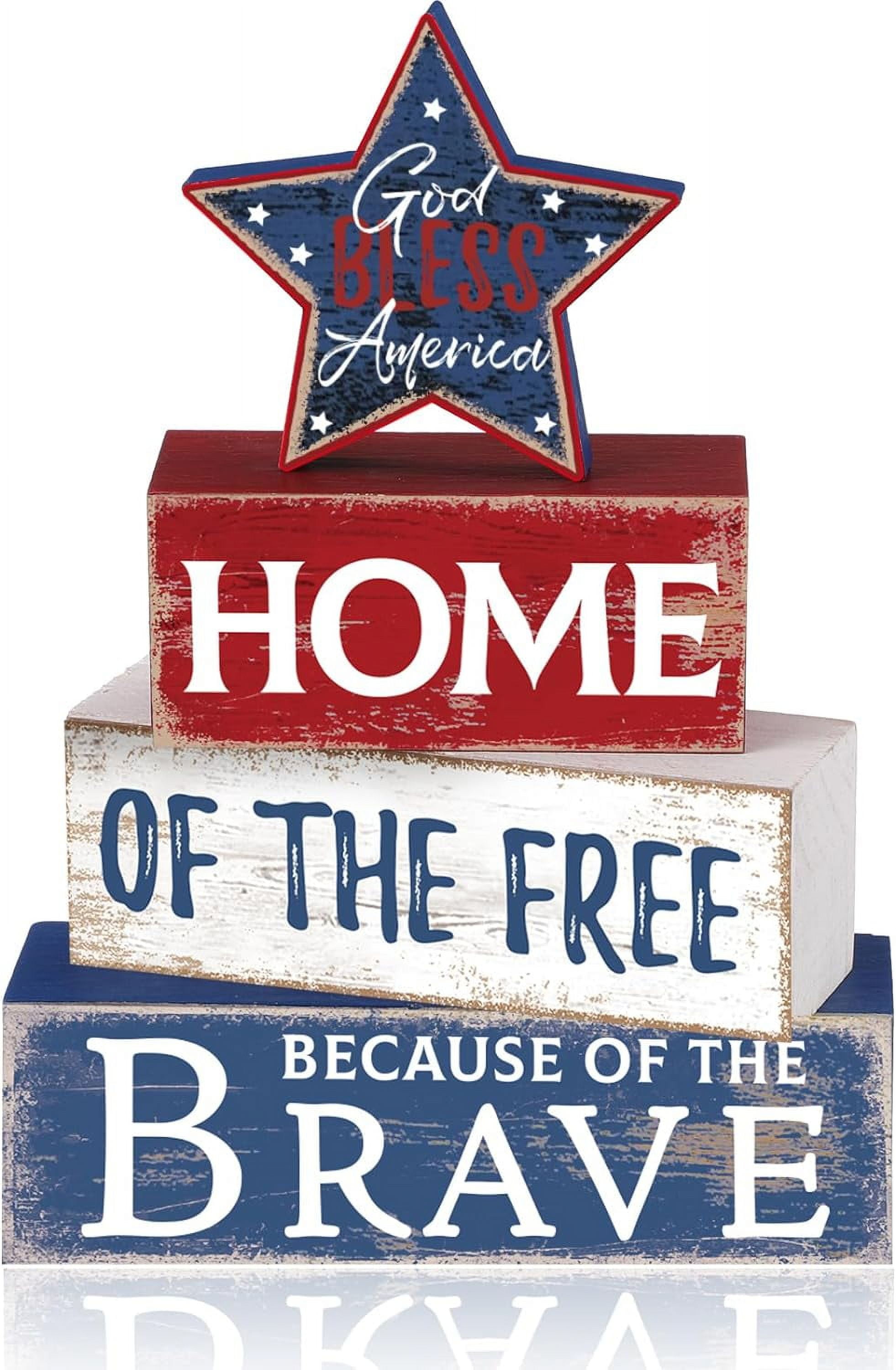 4 Pcs 4th of July Decorations Patriotic Memorial Day Table Sign ...