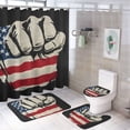 4 Pcs 4th of July Shower Curtains Set with Hooks Fist with American ...