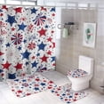 4 Pcs 4th of July Shower Curtains Set with Hooks Stars with Red Blue ...