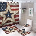 4 Pcs 4th of July Shower Curtains Set with Hooks Wooden Star Rustic ...