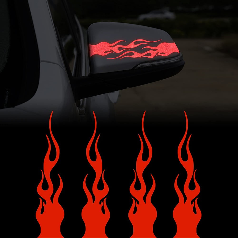 4 Pcs 5.9\'\' Flame Reflective Sticker for Car Racing laptop skateboard ...