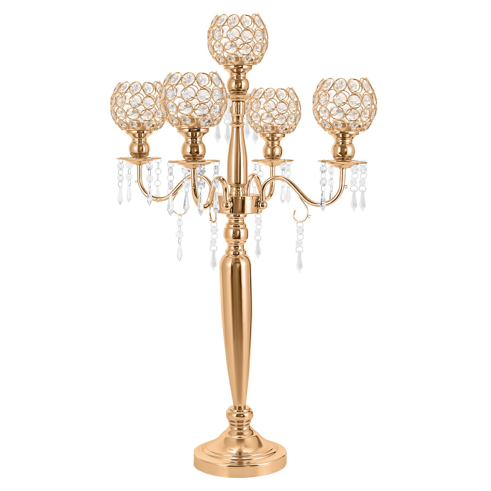 4 Pcs 5 Arm Freestanding Crystal Candelabra Centerpieces Gold Candle Holder - Walmart.com
