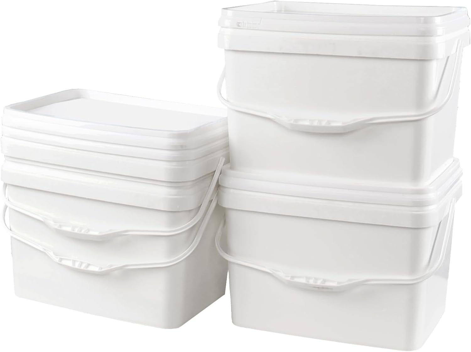 4 Pcs 5 Gallon Rectangle Bucket Pail with Handle, Food Storage ...