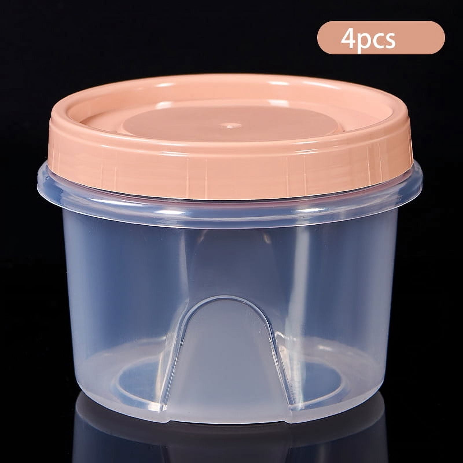 4 Pcs 500ml Round Food Fresh Keeping Box Kitchen Refrigerator Storage ...