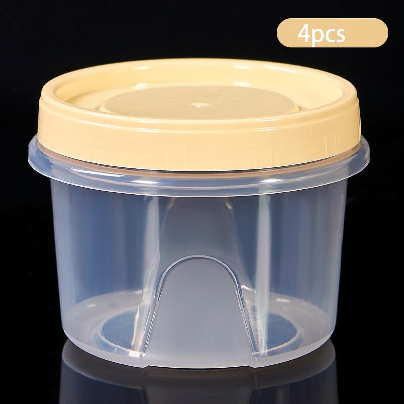 4 Pcs 500ml Round Food Fresh Keeping Box Kitchen Refrigerator Storage ...