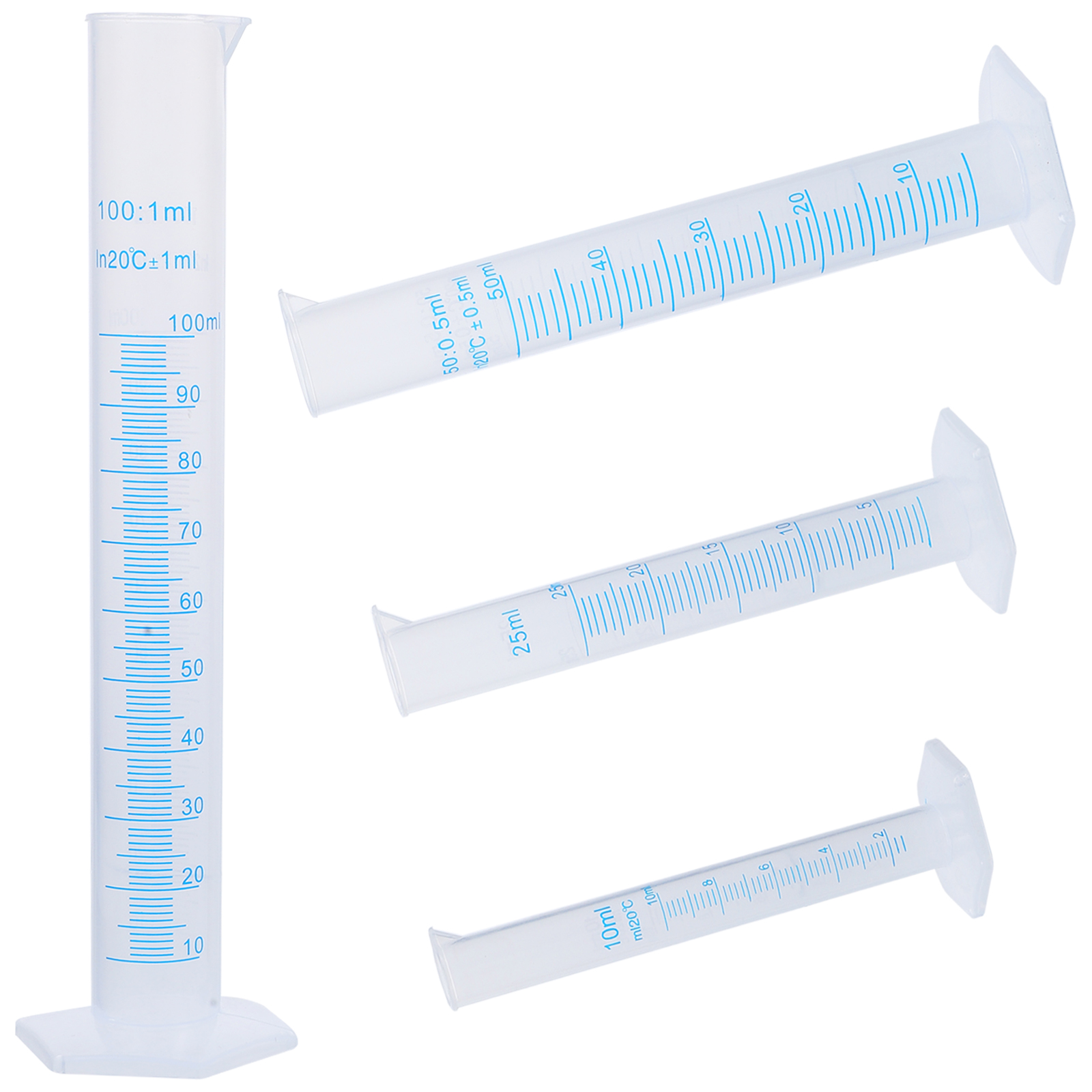 4pcs Transparent Measuring Plastic Graduated Cylinder 10ml / 25ml ...