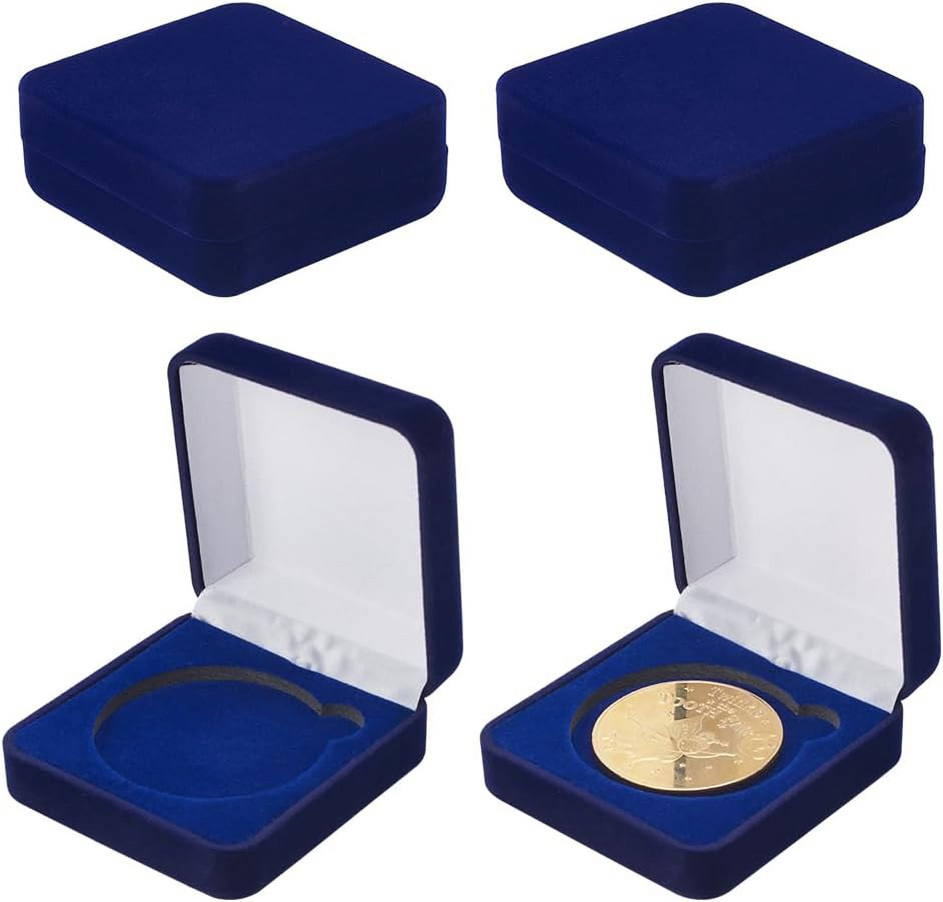 4 Pcs 50mm Midnight Blue Velvet Challenge Coin Storage Gift Box 2.58x2 ...