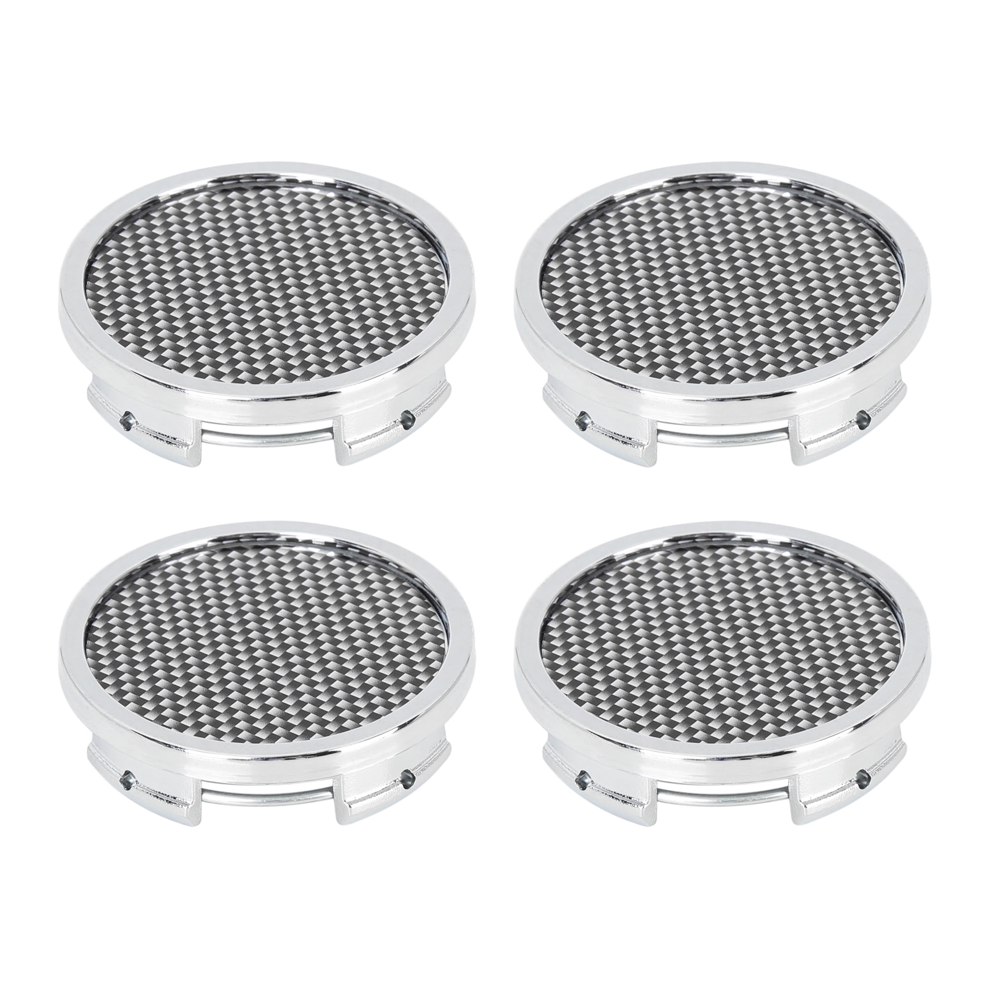 4 Pcs 57mm 4 Lugs Silver Tone Auto Car Wheel Center Caps Hub Carbon ...