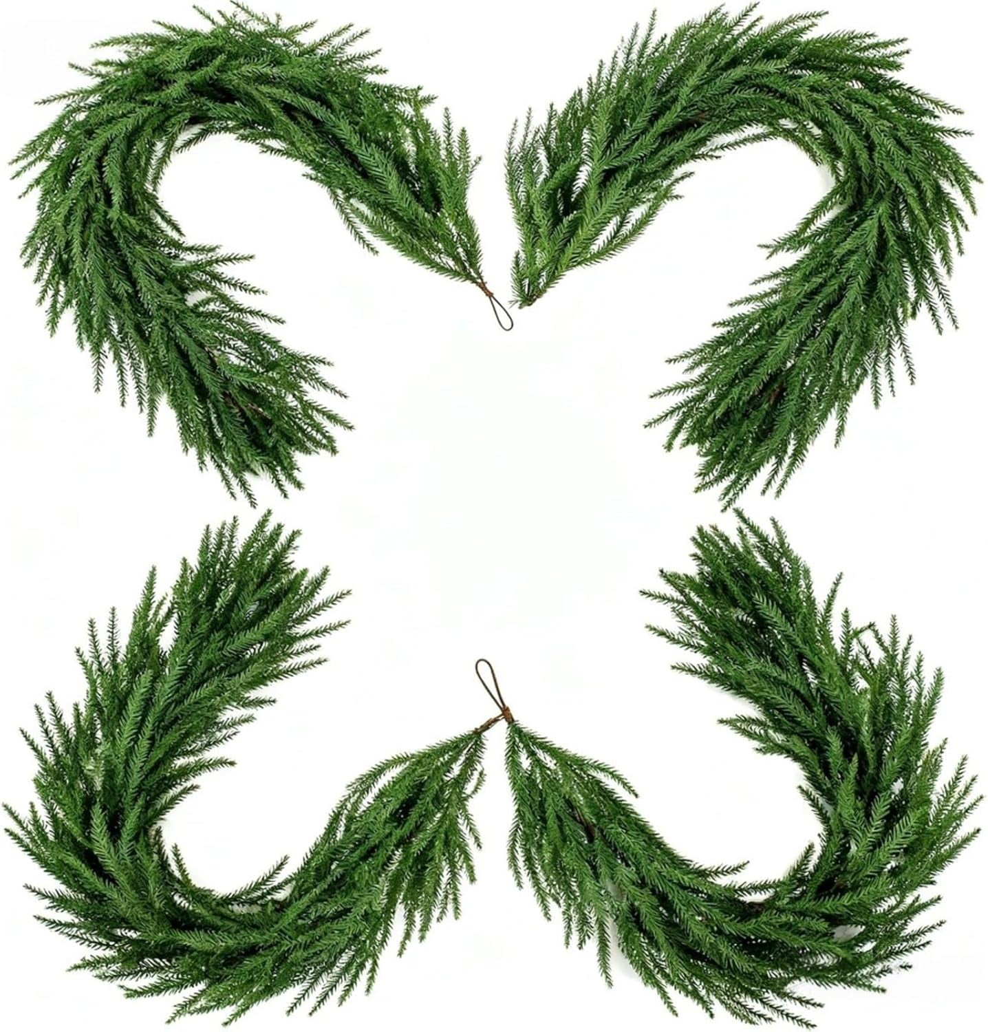 4 Pcs 6 Ft Christmas Artificial Norfolk Pine Garlands, Real Touch ...
