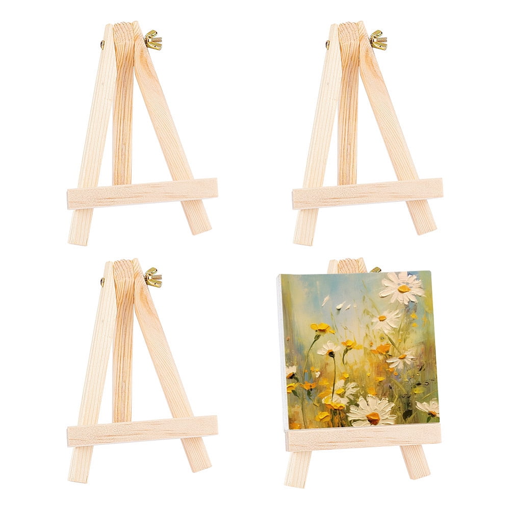 4 Pcs 6 Inch/15cm Wood Easels Foldable Wood Triangle Easel Tabletop ...