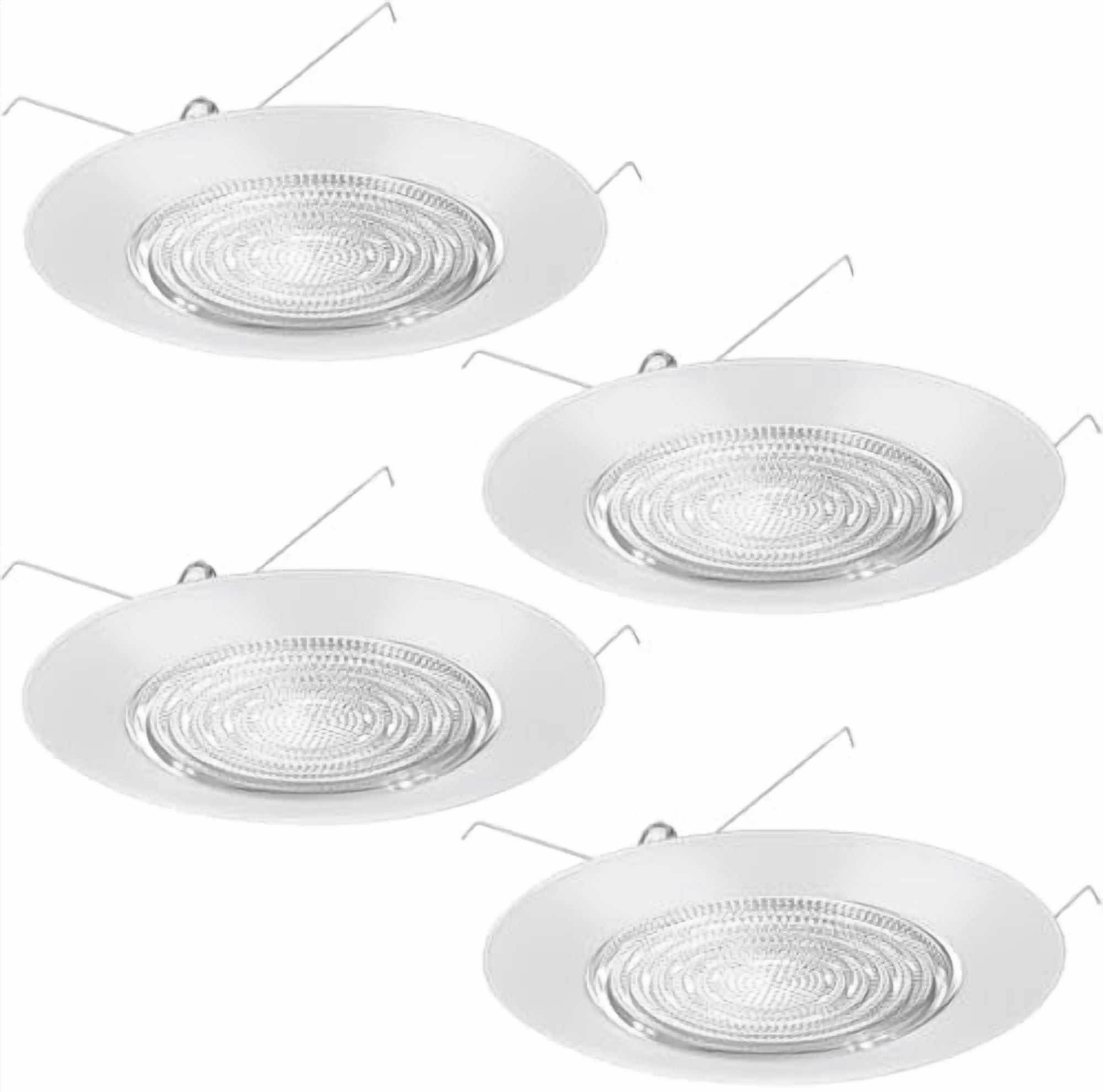 4 Pcs 6 Inch Shower Trim for Recessed Light Cover White Bathroom Light ...