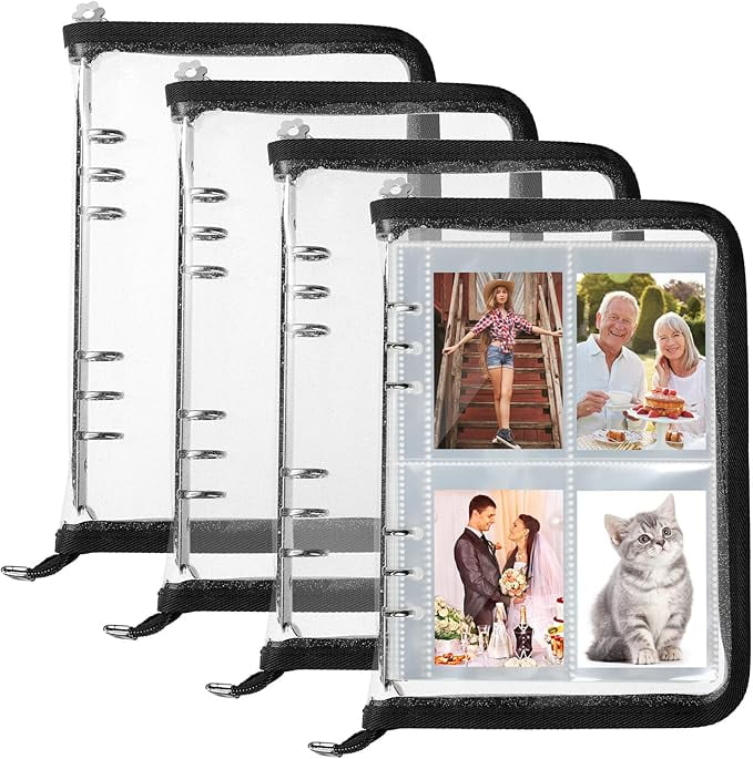 4 Pcs 6 Ring A5 Binder Cover Notebook Binder Clear Soft PVC Zipper ...