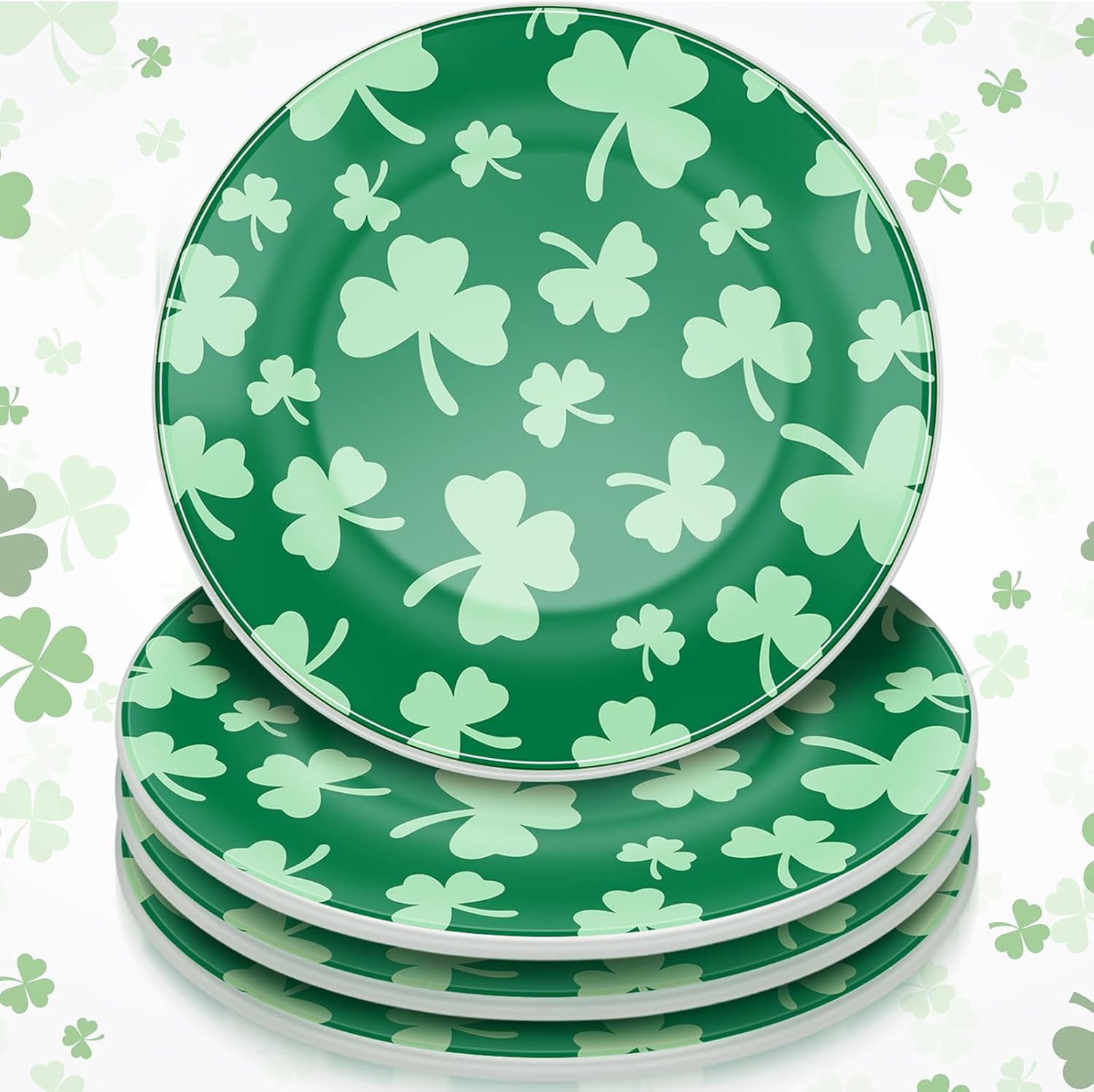 4 Pcs 6" St. Patrick's Day Ceramic Decorative Plate Irish Shamrock ...