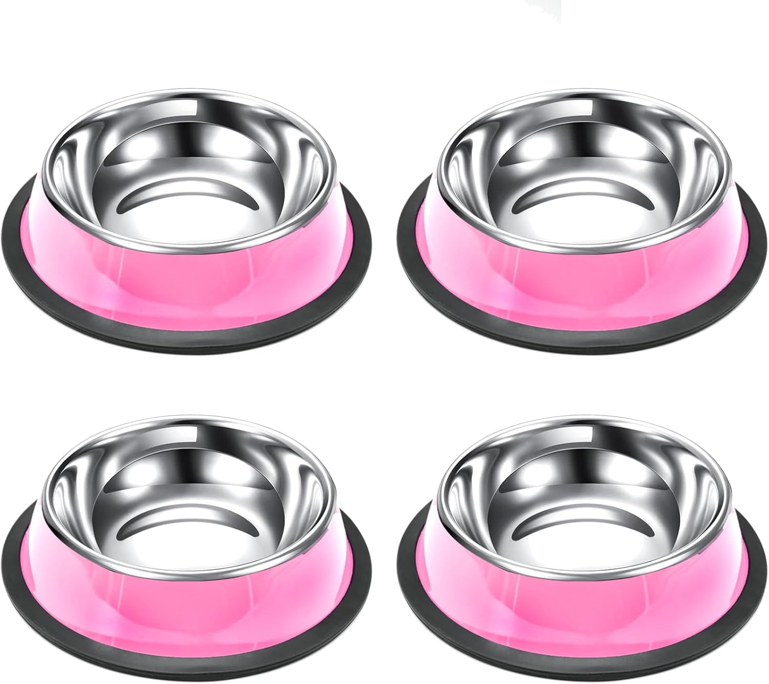 4 Pcs 7/12/30 oz Stainless Steel Dog Bowls Stackable Pet Puppy Dishes ...