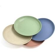 Set of 4 Wheat Straw Plates - Reusable Unbreakable Wheatstraw Plastic ...