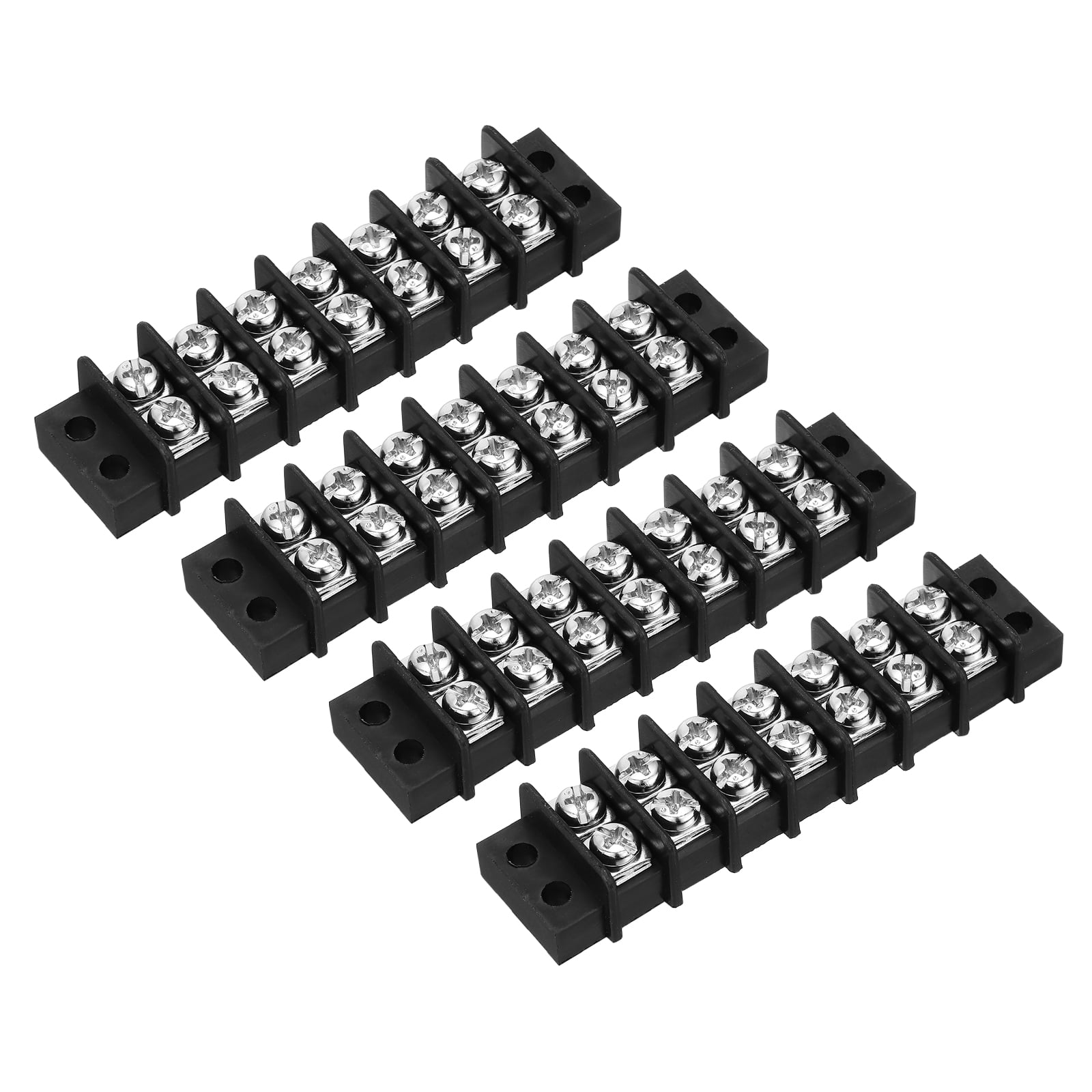4 Pcs 7 Positions Terminal Block 300V 20A 9.5mm Pitch Dual Rows 7 Circuits DIN Row Screw ...