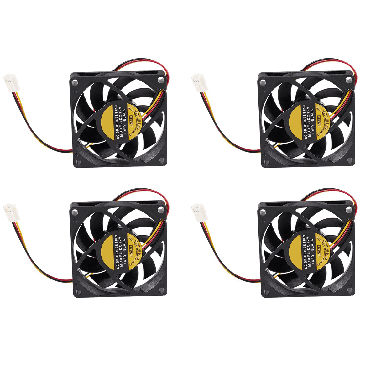 4 Pcs 70X70mm 12V 3-Pin PC Computer Case CPU DC Brushless Cooler ...