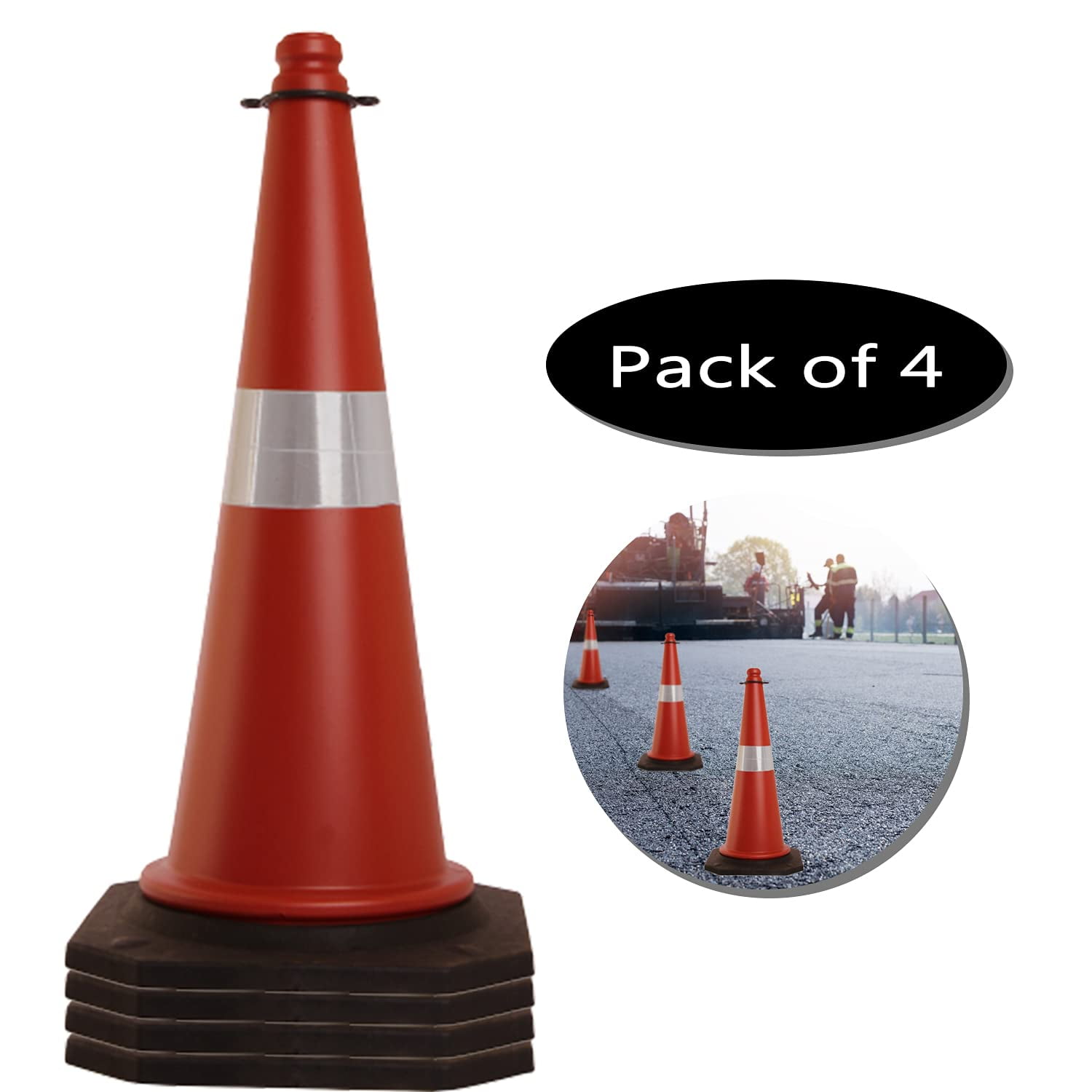 4 Pcs 750mm Traffic Safety Cones – Impact Resistant with Reflective ...
